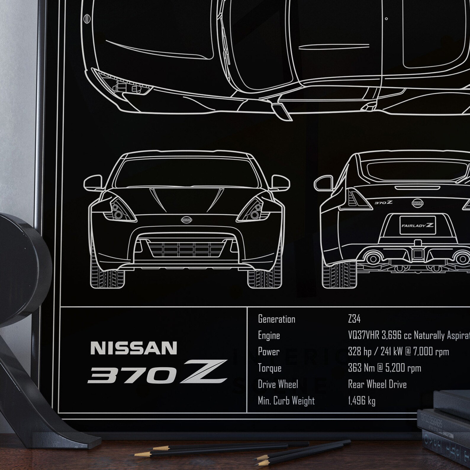 Nissan 370Z Z34 Blueprint Poster | Etsy