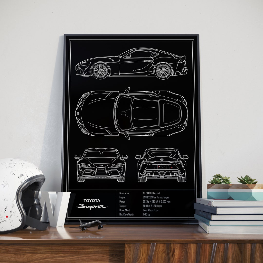 Toyota Supra MK5 A90 Blueprint Poster - Etsy