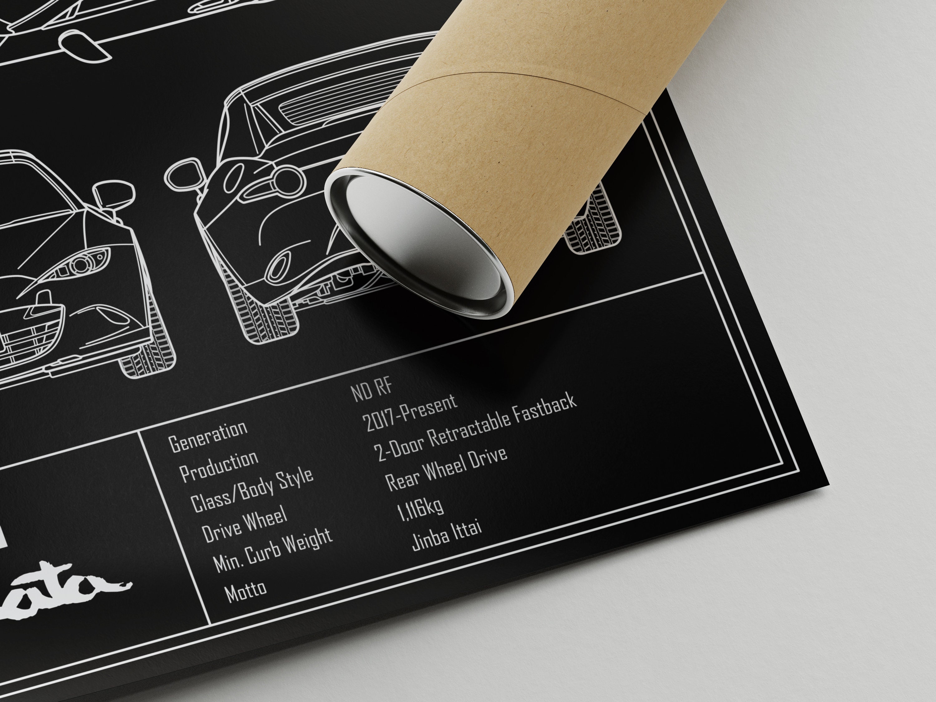 Mazda Miata ND RF Blueprint Poster - Etsy Canada