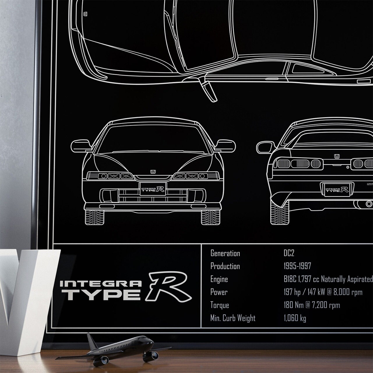 Honda Integra Type-r DC2 JDM Blueprint Poster | Etsy