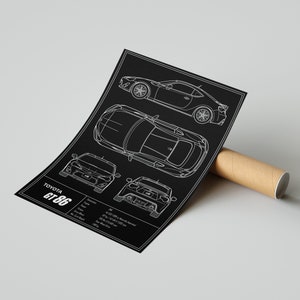 Toyota GT86 Blueprint Poster 2012-2016 - Etsy