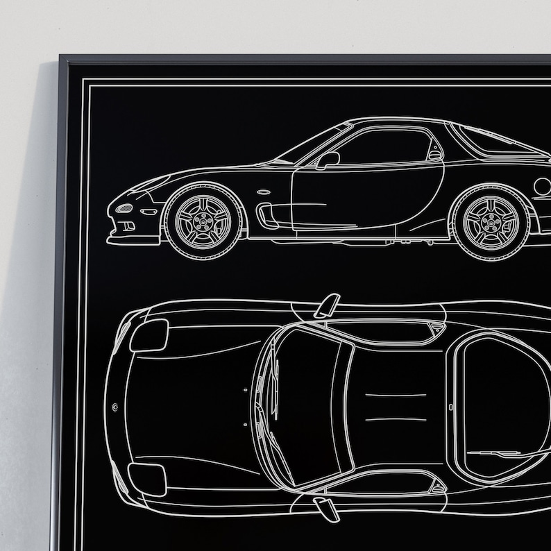 Mazda RX7 FD Blueprint Poster - Etsy