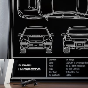 Subaru Impreza WRX STI Blobeye Blueprint Poster - Etsy