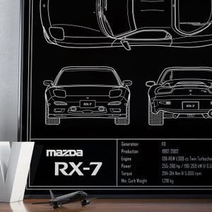 Mazda RX7 FD Blueprint Poster - Etsy