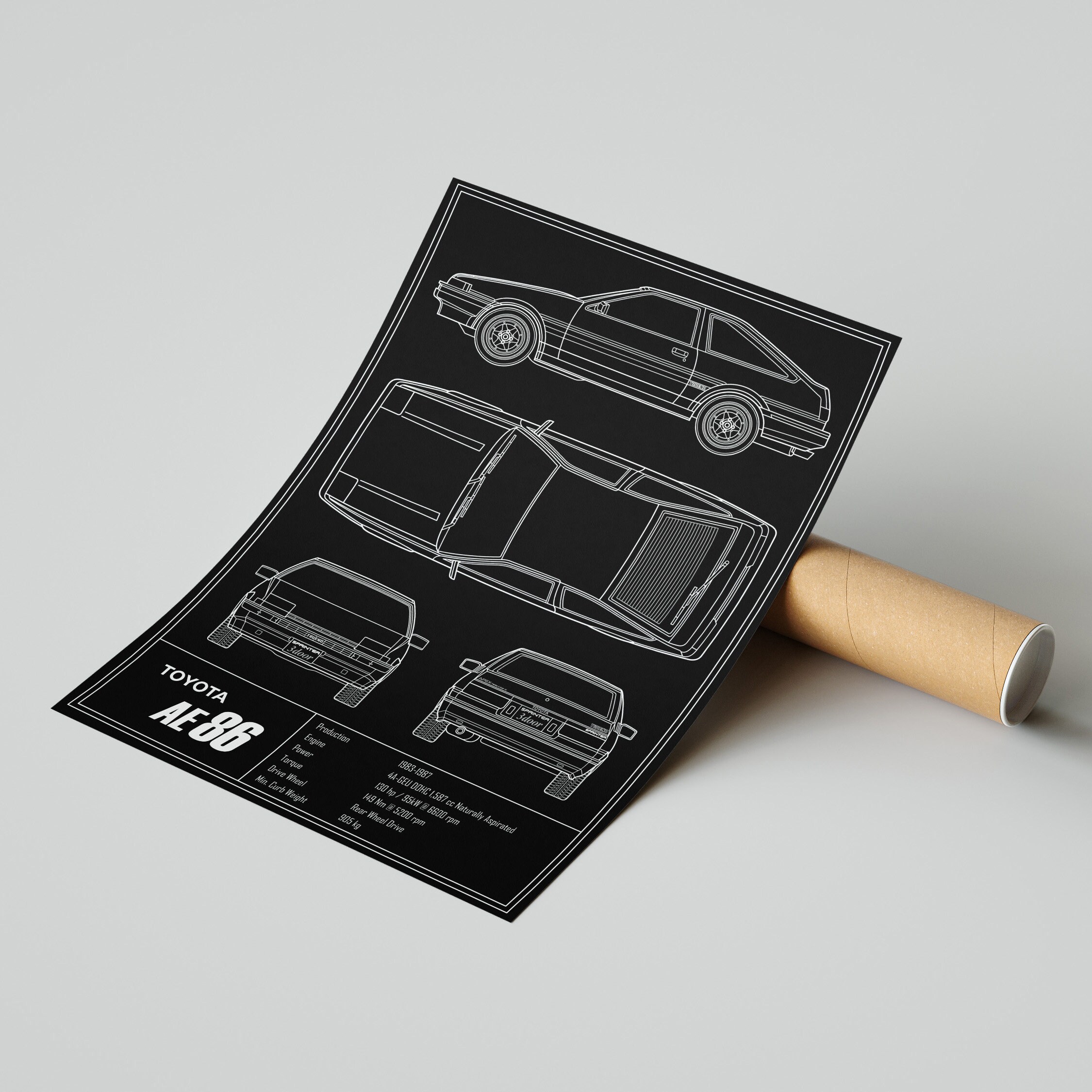 Toyota AE86 Trueno Blueprint Poster - Etsy UK