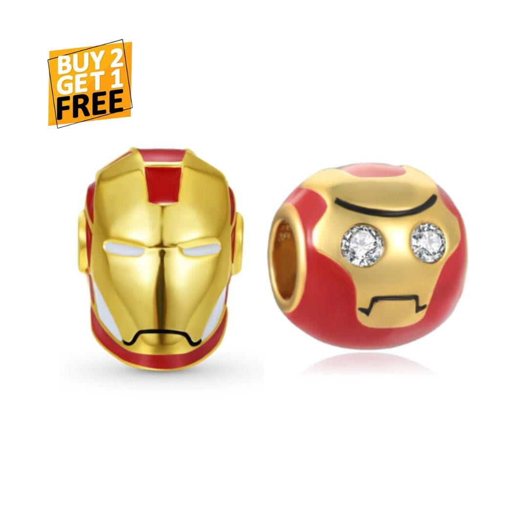 Iron Man Charm 16k Gold Plated Hand Applied Enamel Avengers - Etsy