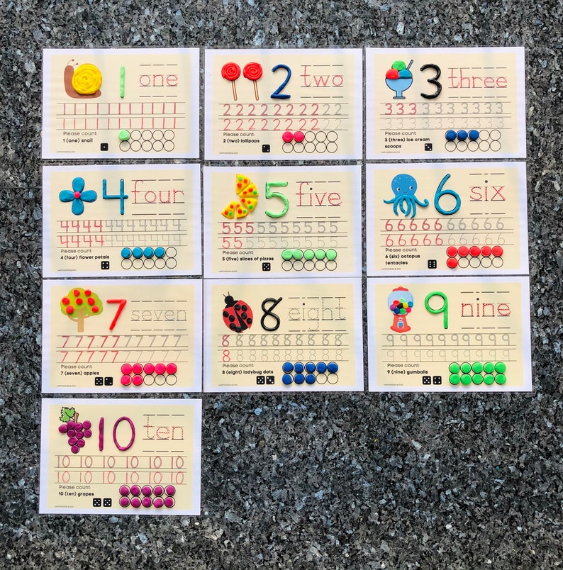 Printable Counting and Number Play Doh Mat Busy Book Learn - Etsy