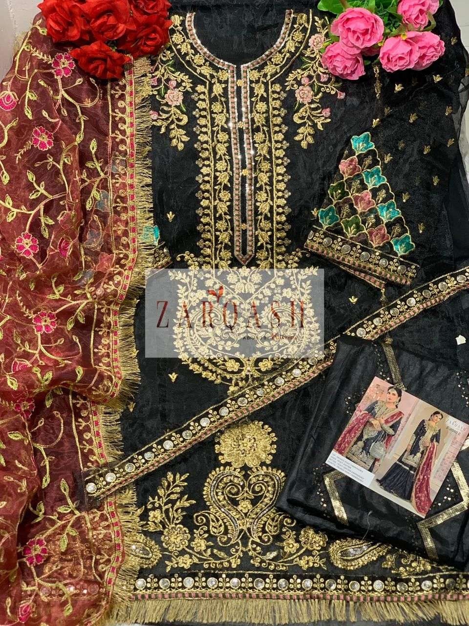 Pakistani Designer Maria B by Zarqash Embroidered 3pcs Stitched Suit ...