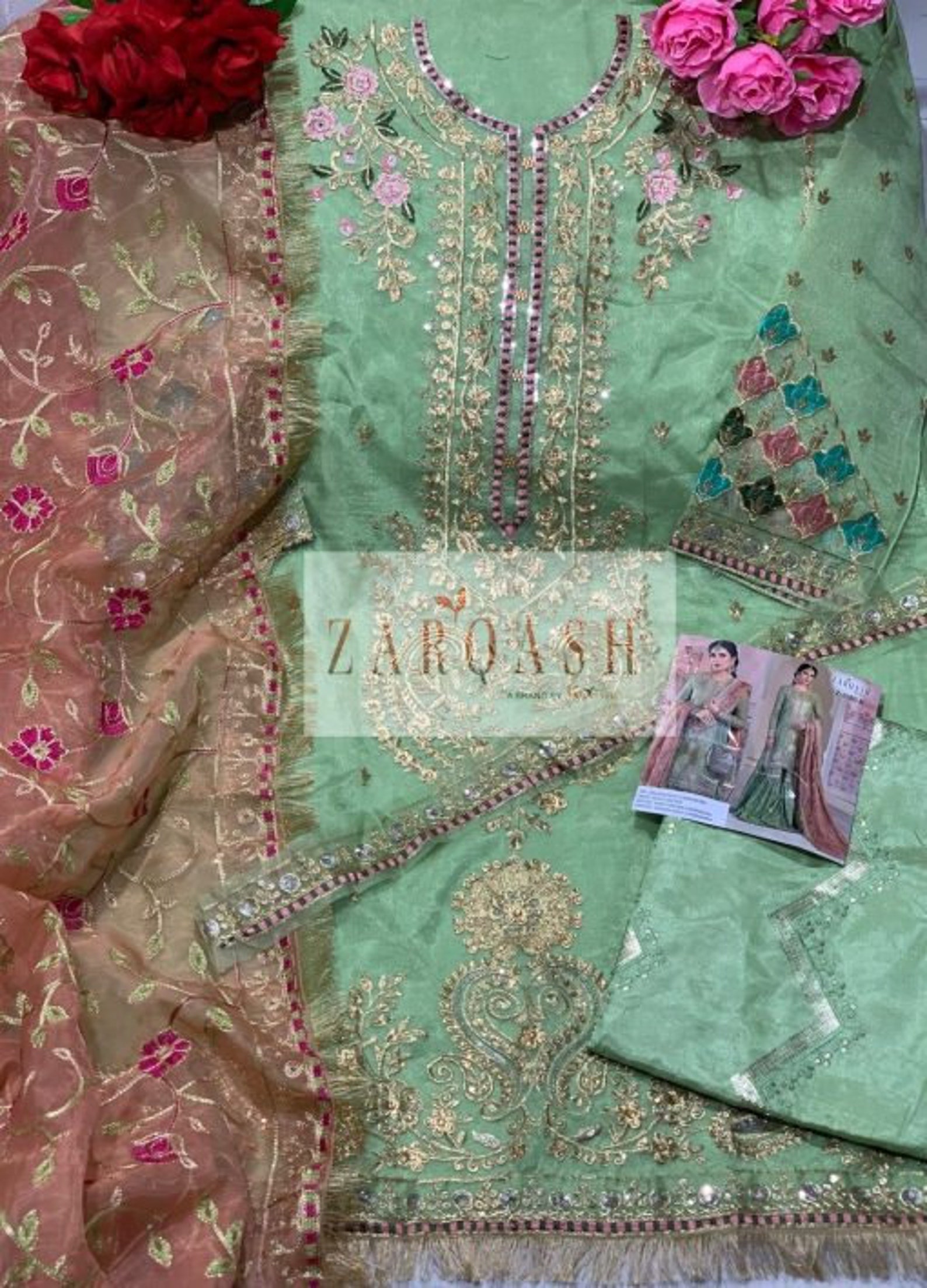 Pakistani Designer Maria B by Zarqash Embroidered 3pcs Stitched Suit ...