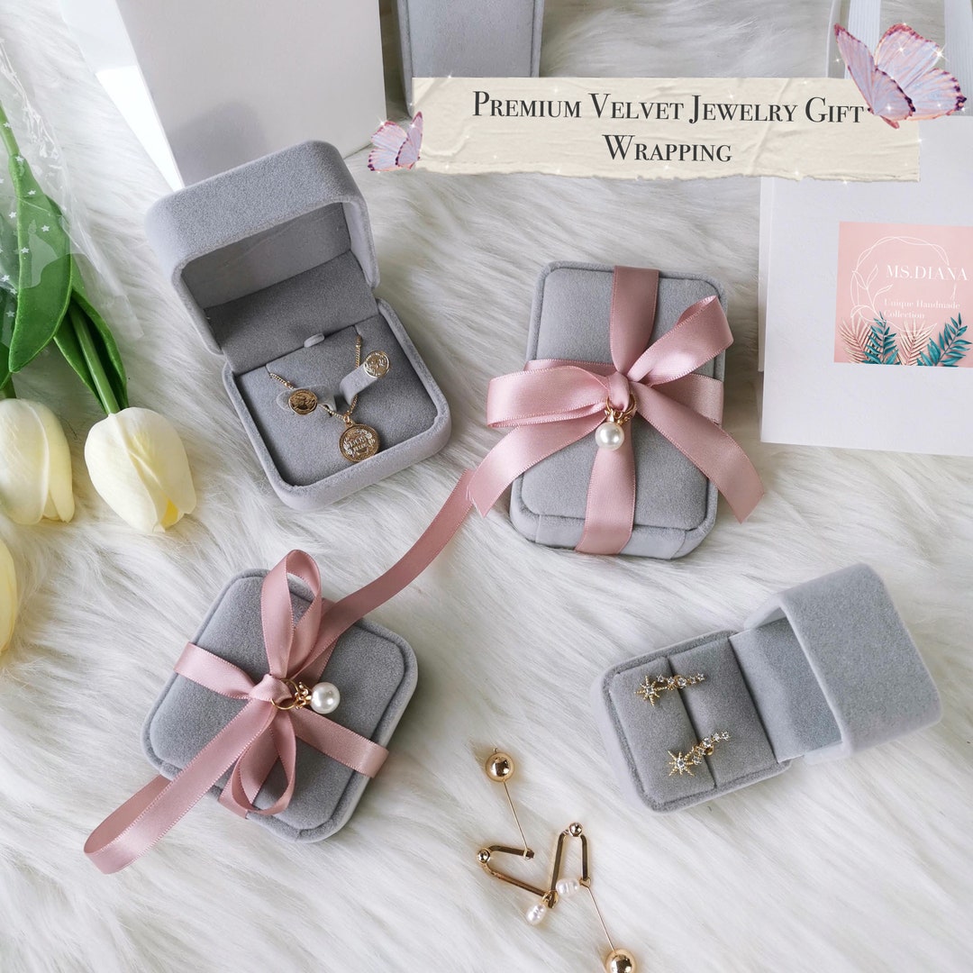 Velvet Jewelry Box Fancy Jewelry Gift Box, Jewelry Ribbon Wrapping Box ...