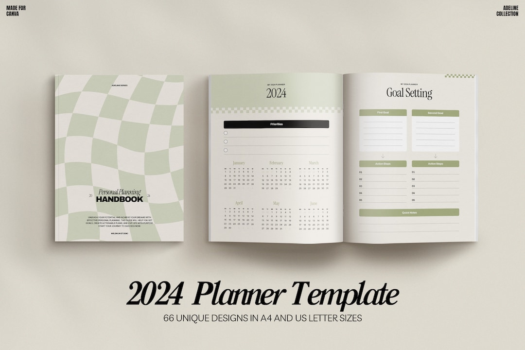 ADE 2024 Planner Template for Canva. 2024 Calendar Template ...