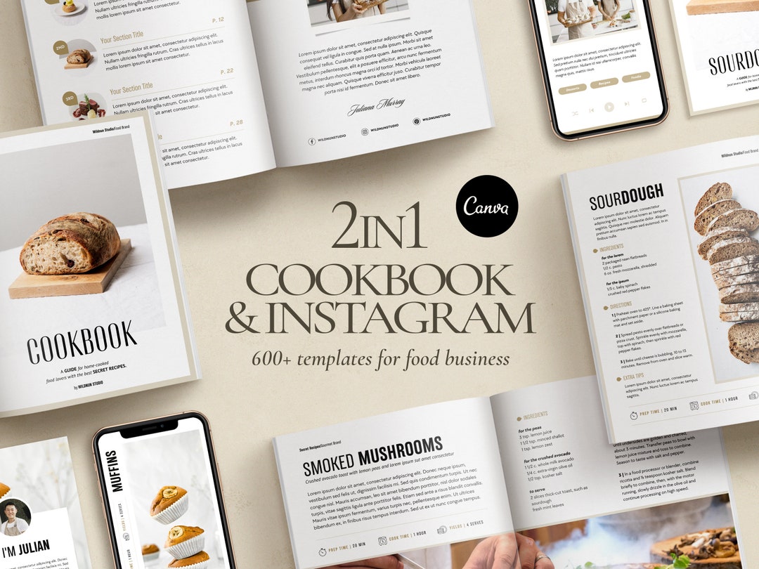 2in1 Cookbook & Food Instagram Pack. Food Canva Templates. Recipe Ebook ...