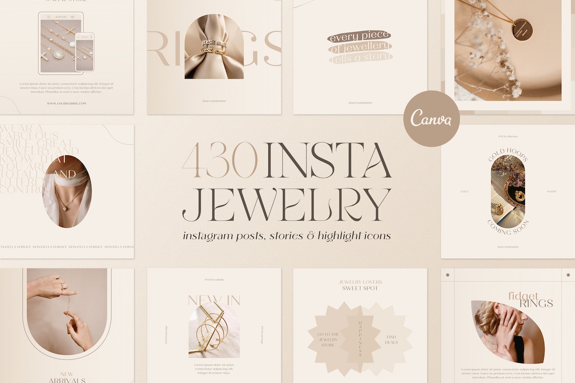 130 Jewelry Instagram Templates. Jewellery Business Branding. - Etsy
