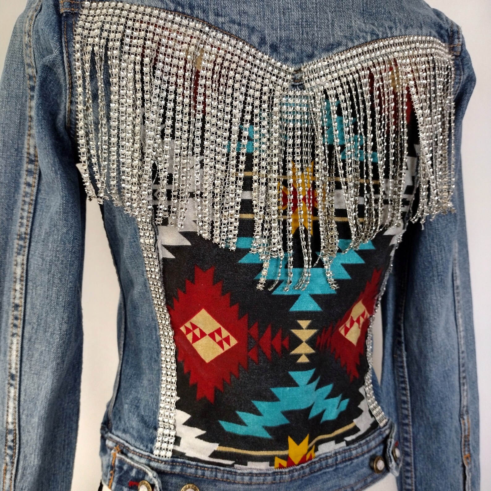 Y2K Vintage Coca Cola Aztec Print Fringe Denim Jacket - Etsy