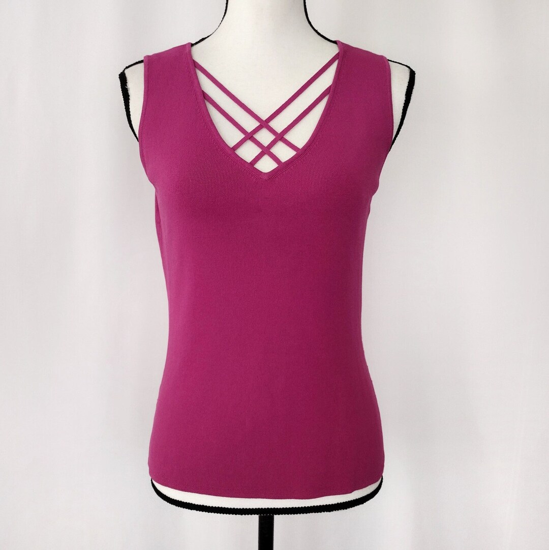 Vintage Y2K Cable & Gauge Purple Strappy Sleeveless Knit Top - Etsy