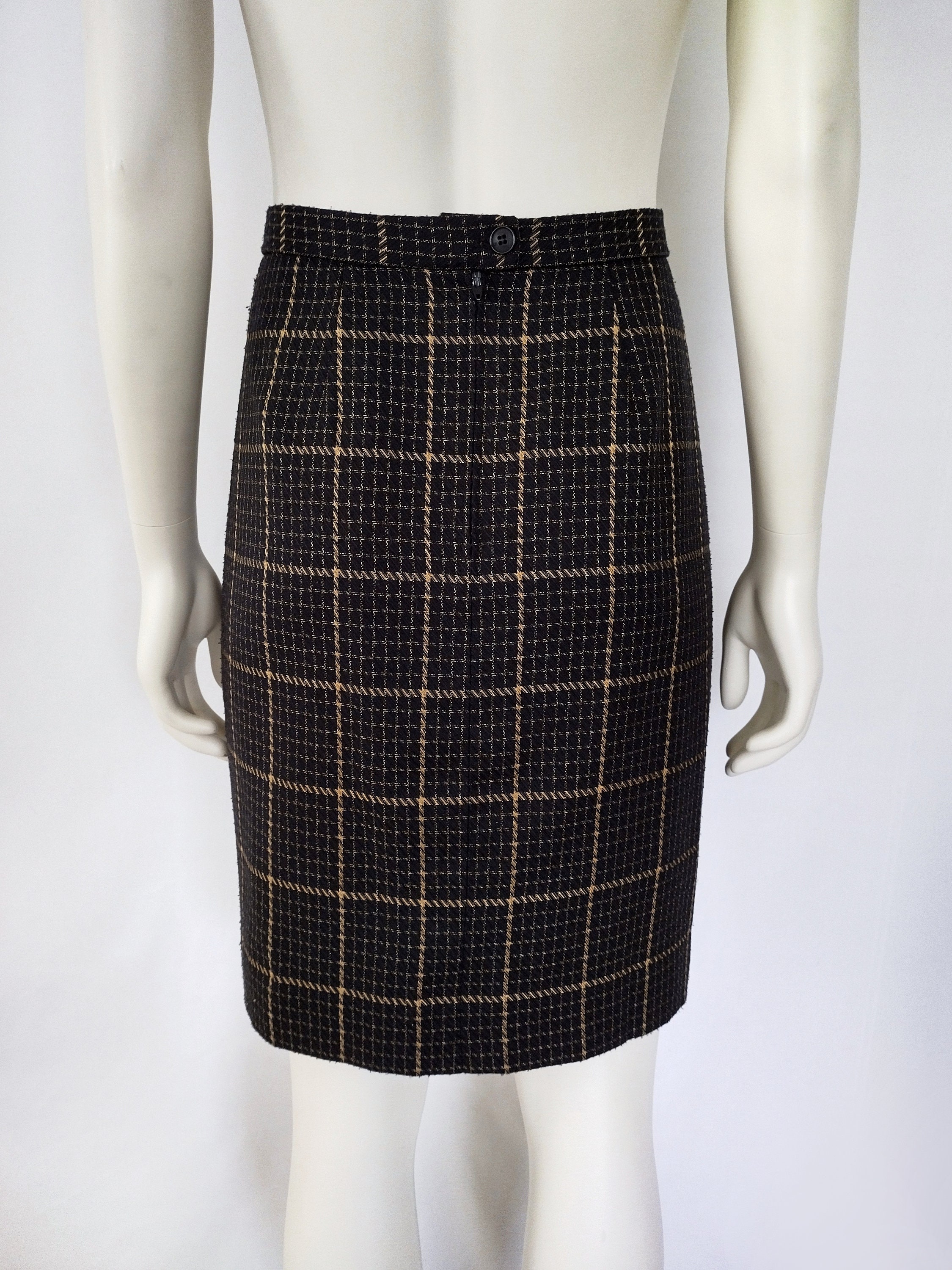 Vintage 1980s Heury Lee Black and Gold Plaid Skirt Suit Set - Etsy