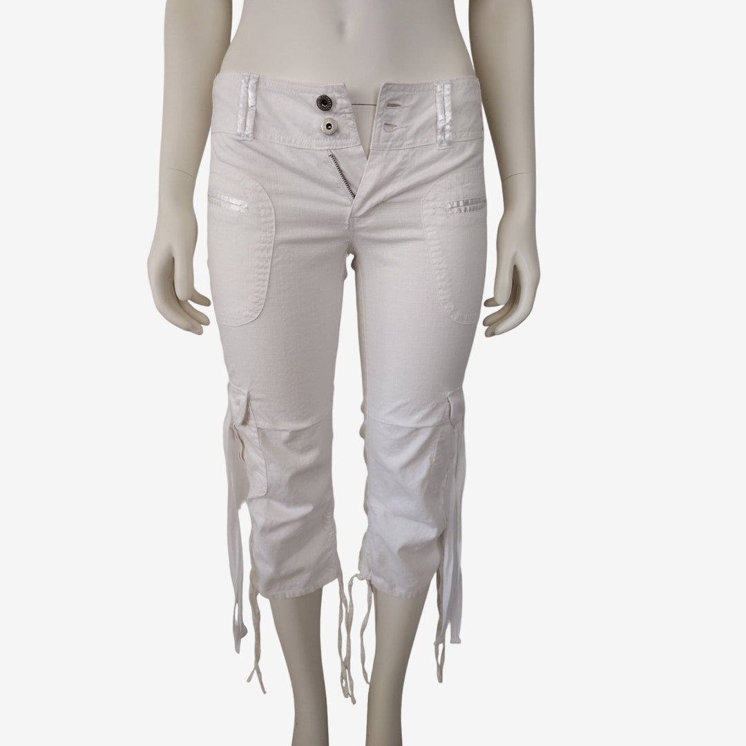 Vintage Y2K White Low Rise Multi Pocket Cargo Capri Pants Size 3 XXS - Etsy