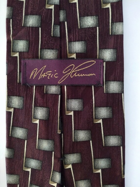 Vintage 1990s Magic Johnson Purple Geometric All Silk… - Gem