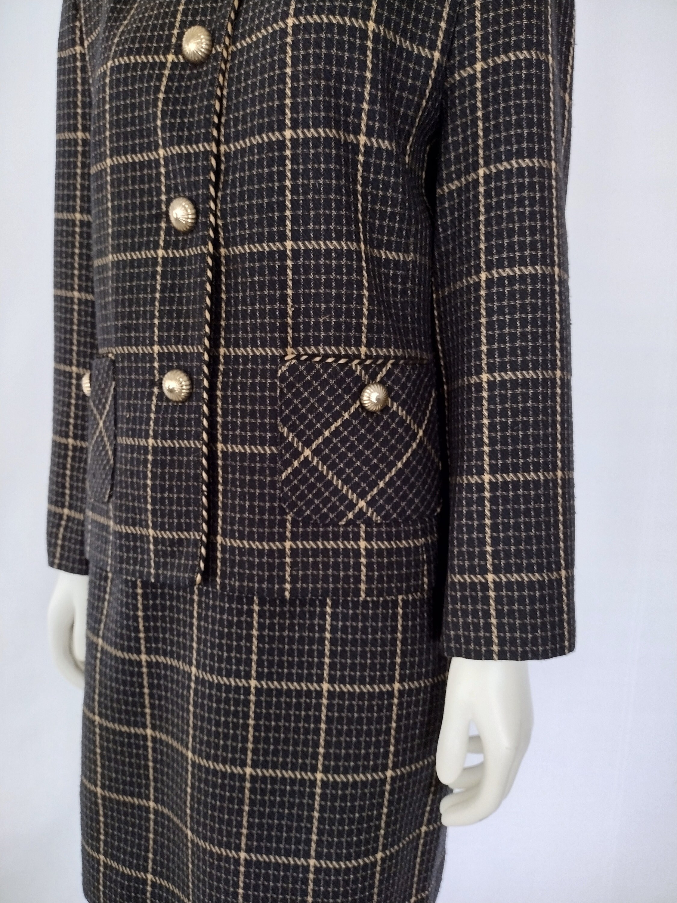 Vintage 1980s Heury Lee Black and Gold Plaid Skirt Suit Set - Etsy
