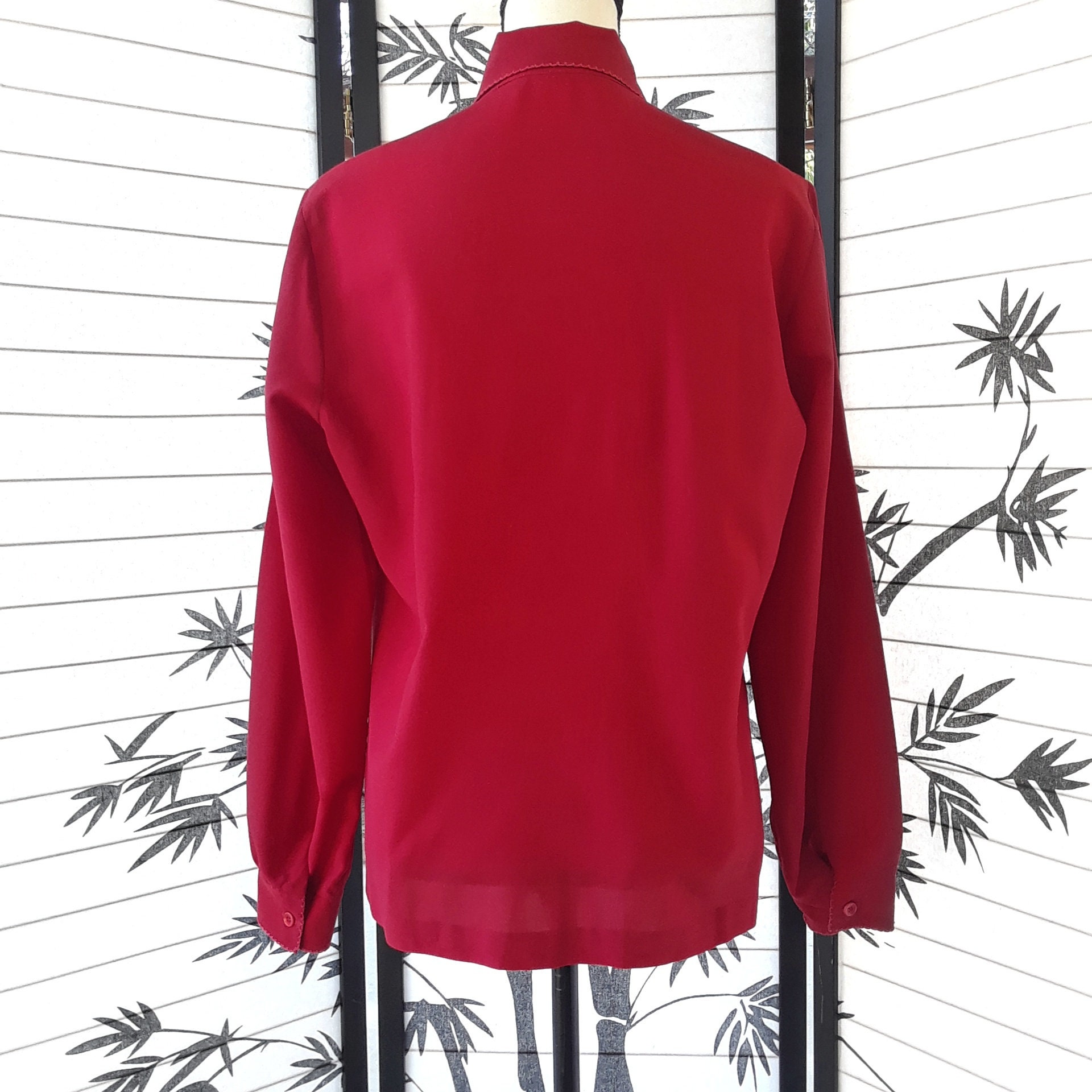 1970s Vintage Vibrant Red Western Style Button Down Shirt Size M / L - Etsy