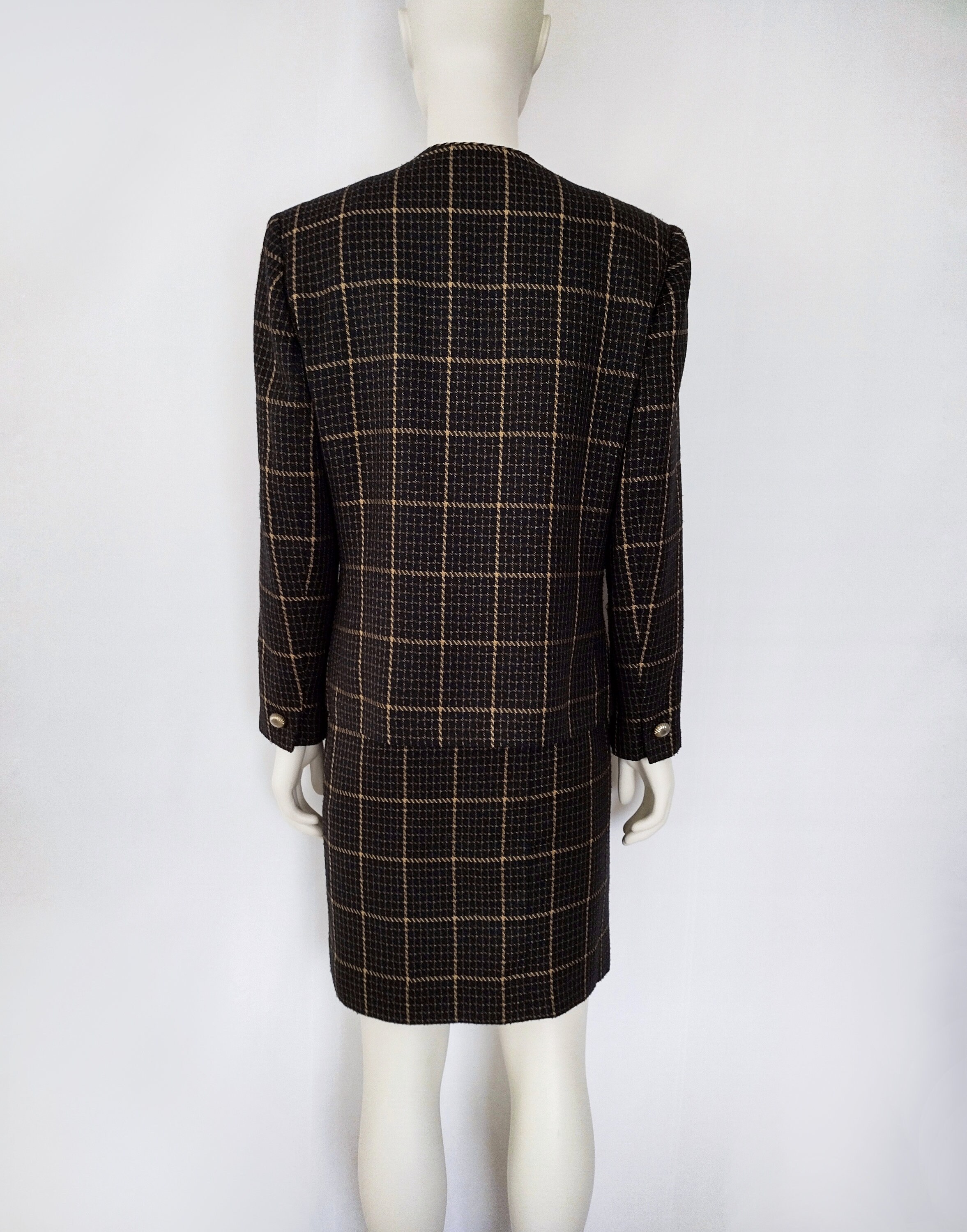 Vintage 1980s Heury Lee Black and Gold Plaid Skirt Suit Set - Etsy