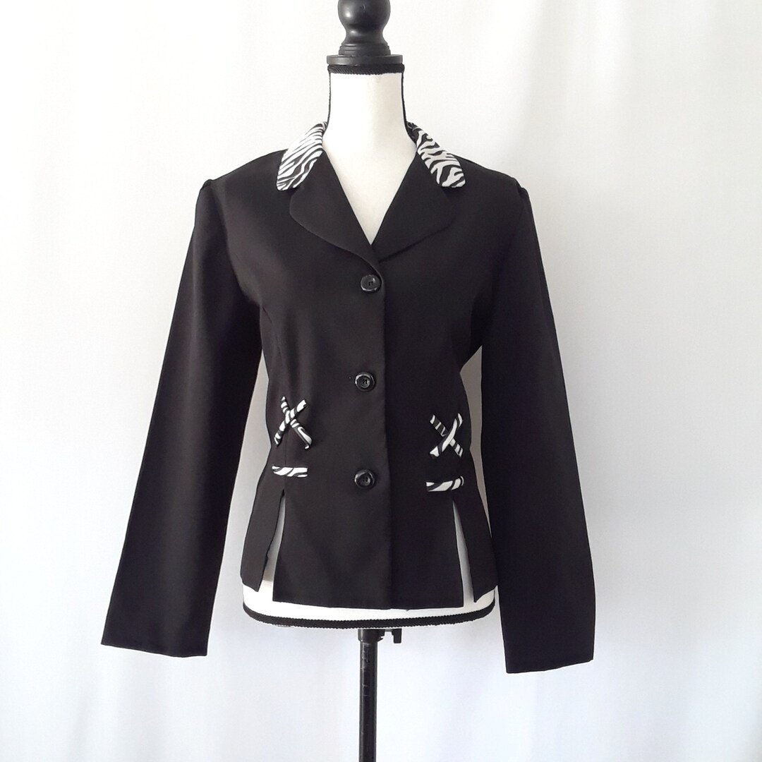 1990s Vintage Sweet Suit Zebra Print Satin Collar Tailored Jacket - Etsy