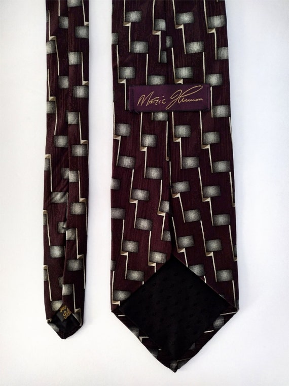 Vintage 1990s Magic Johnson Purple Geometric All Silk… - Gem