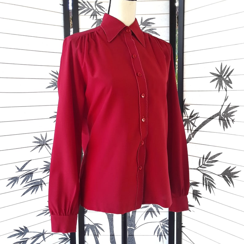 1970s Vintage Vibrant Red Western Style Button Down Shirt Size M / L - Etsy