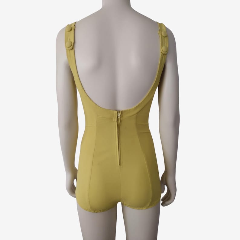 Vintage 1950s Jantzen Vibrant Yellow Open Back Molded Cup Swimsuit ...