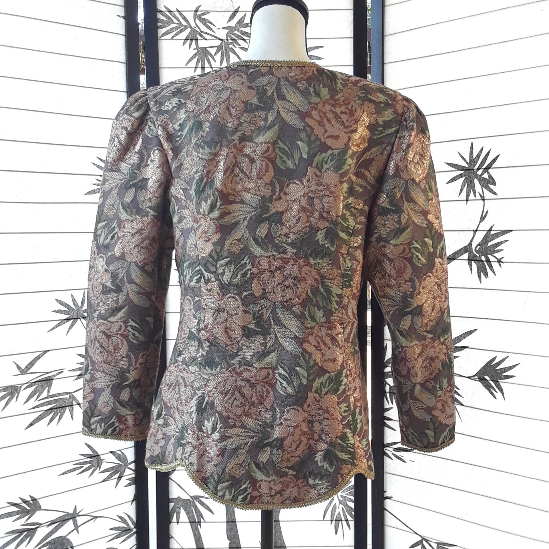 80s/90s Rococo Renaissance Metallic Brocade Zip up Jacket L/XL - Etsy