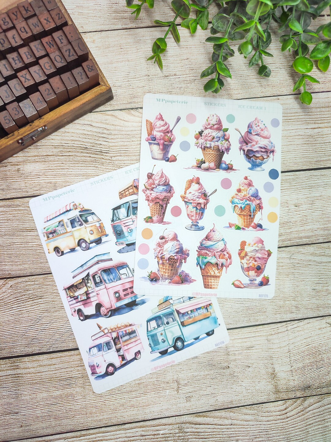 Set jusqu'à 2 feuilles de stickers thème glace et marchand de glace ...