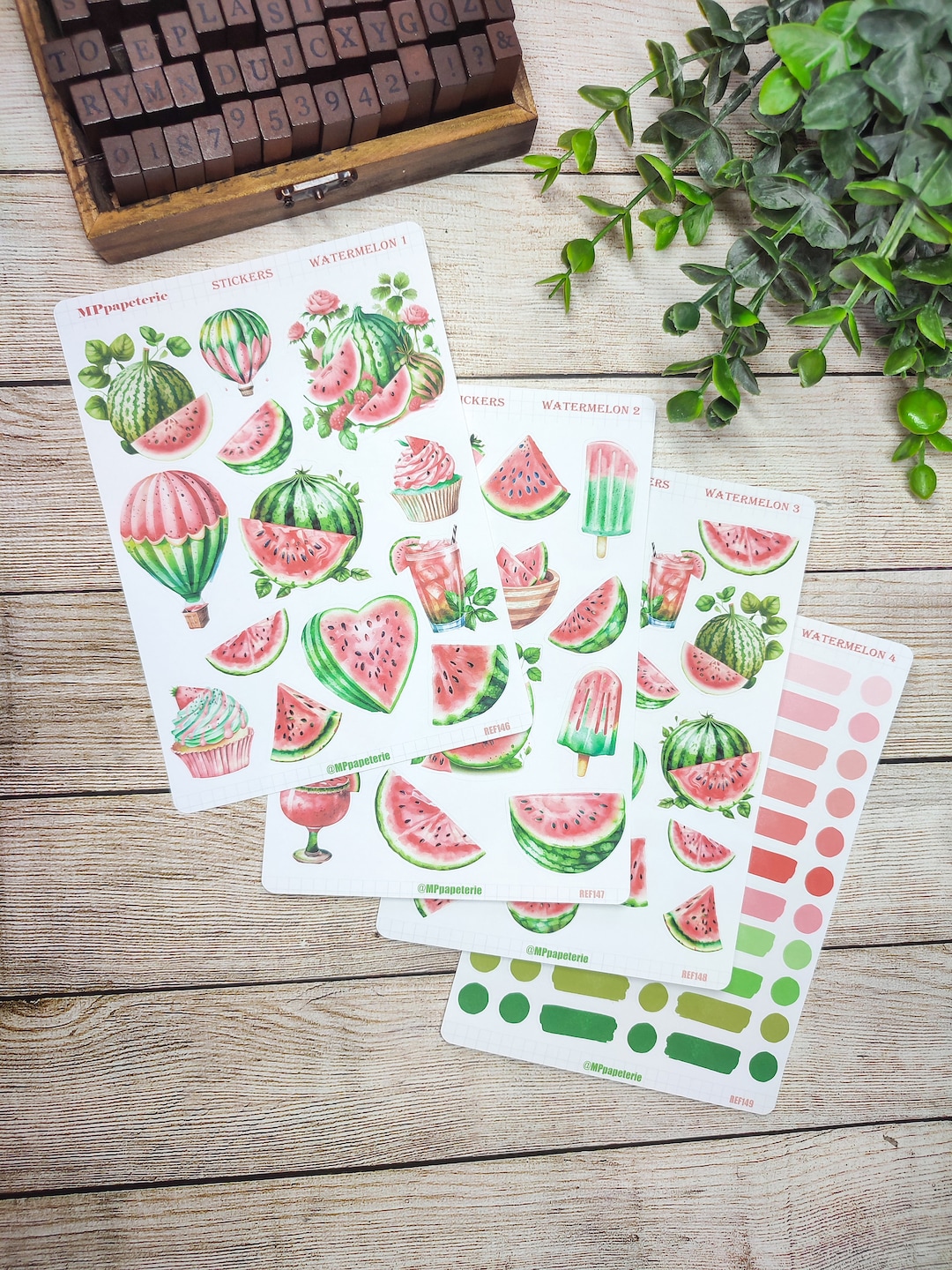 Set of up to 4 Sheets of Special Summer Watermelon Theme Stickers to ...