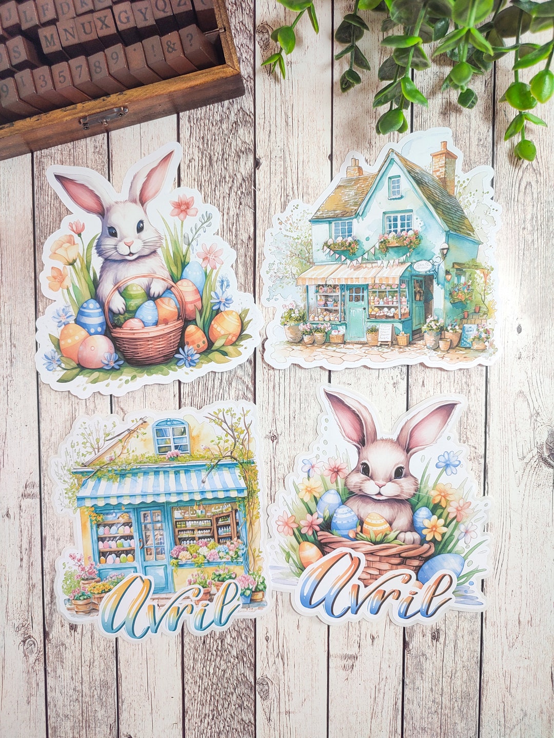 Up to 4 Large Easter Themed Stickers With or Without Calligraphy in ...