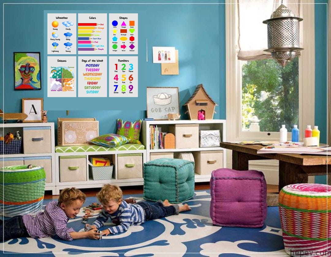 Educational Posters Set, Wheather, Colors, Shapes, Seasons, Days of the ...
