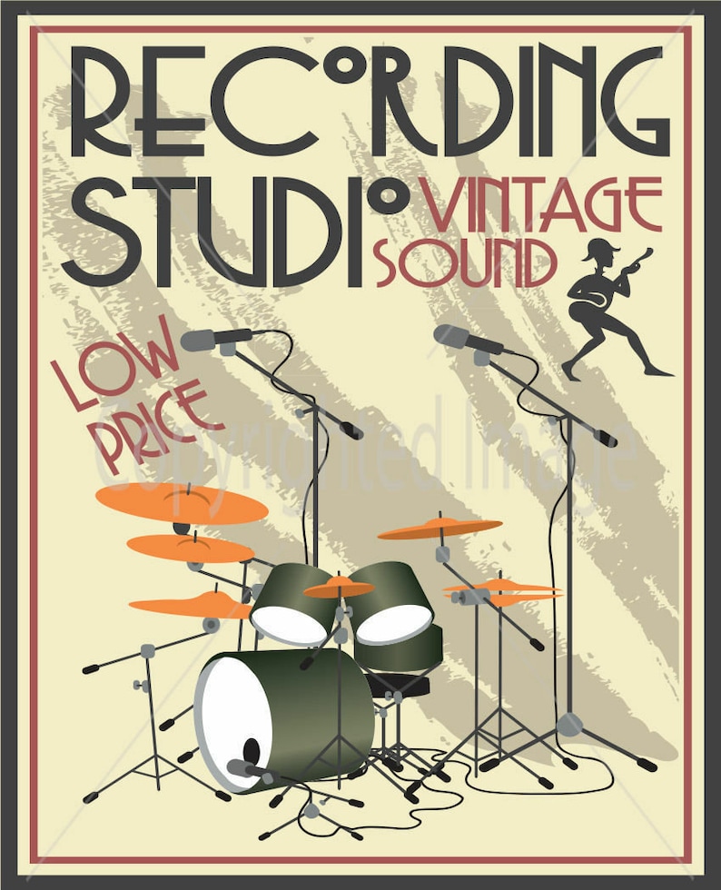 Recording Studio Vintage Sound Concert metal tin sign poster | Etsy