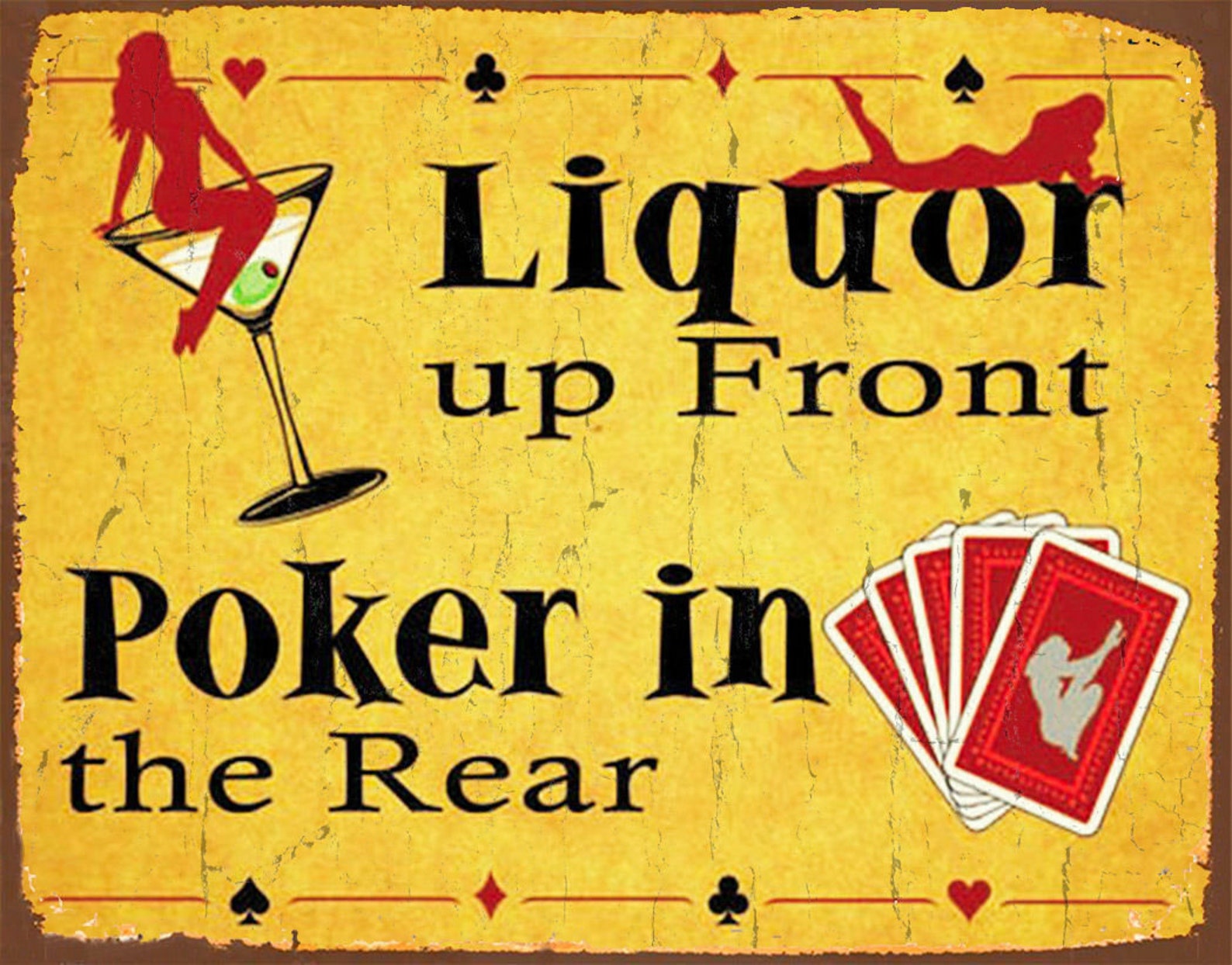 Liquor Up Front Poker In The Rear metal tin sign pub bar | Etsy