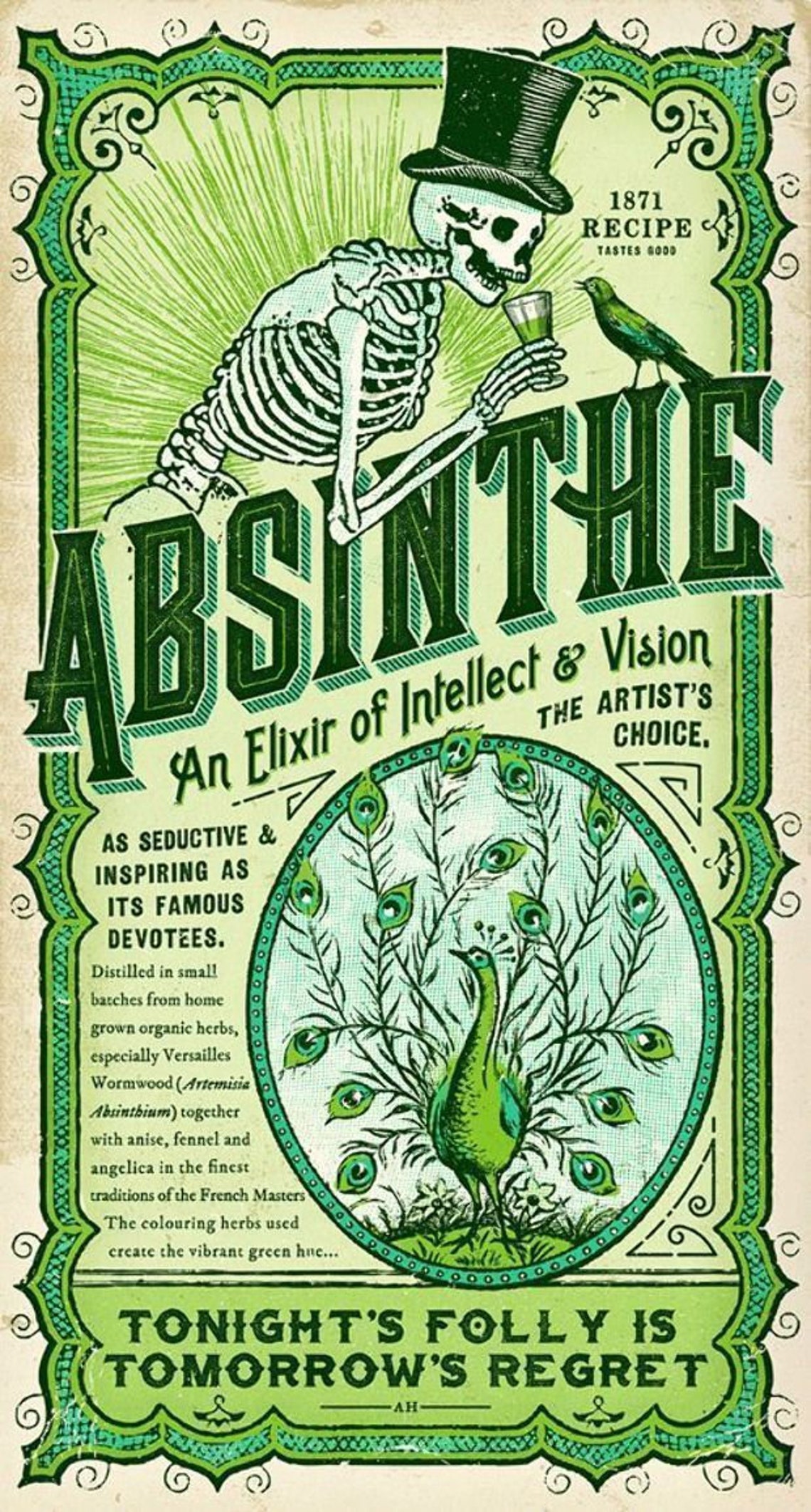 Absinthe Vintage Label pub bar vintage retro metal tin sign | Etsy