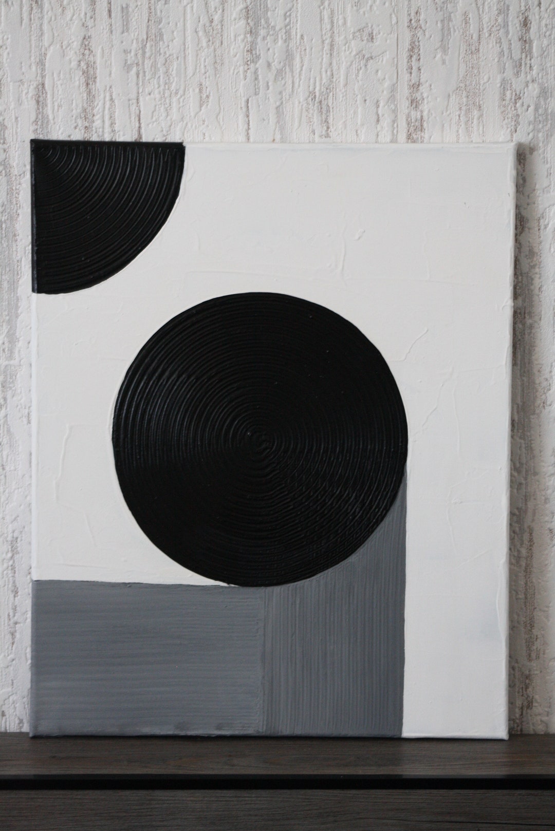 Structural Painting Abstract Picture Black, White, Gray, Painting on ...