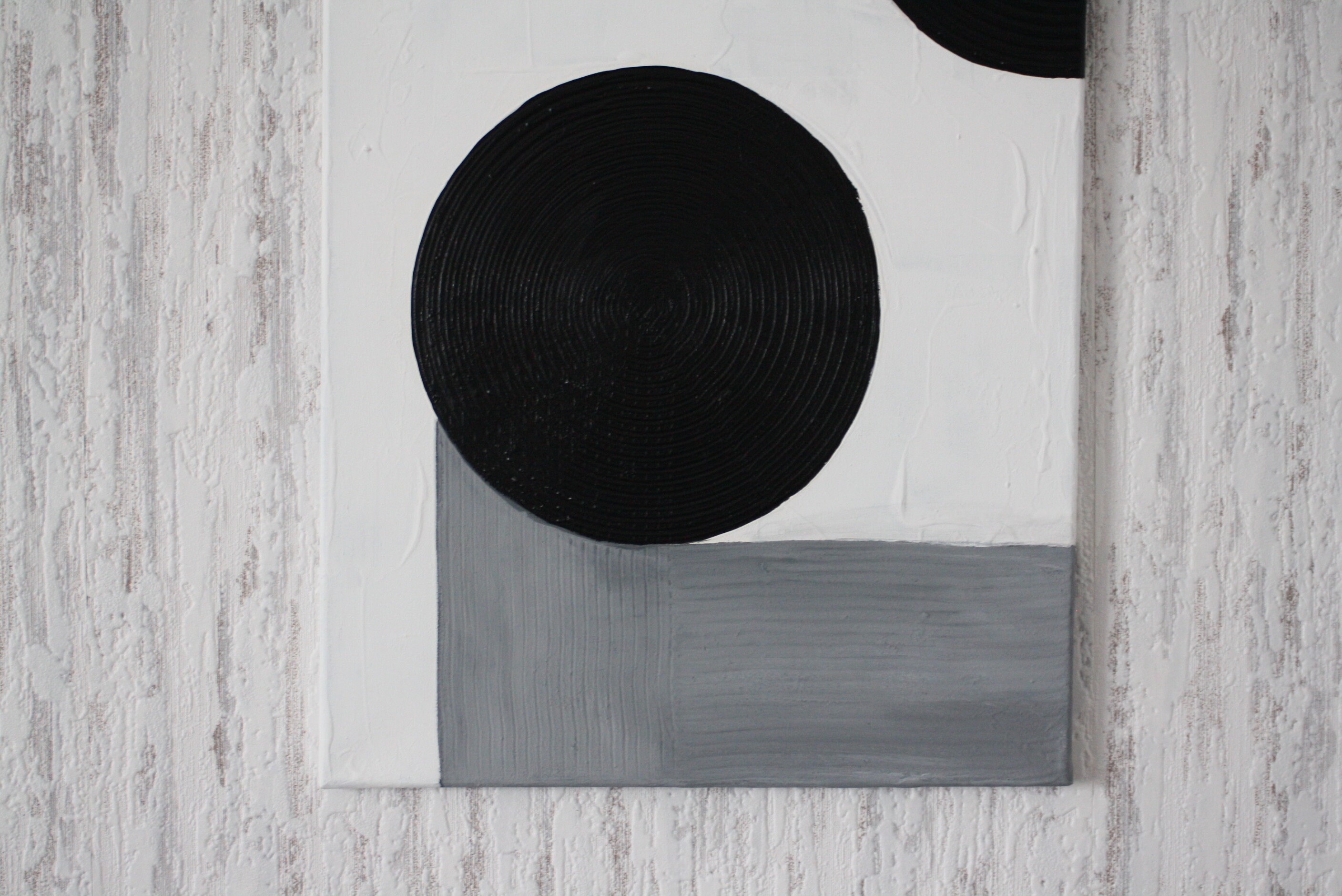 Structural Painting Abstract Picture Black, White, Gray, Painting on ...