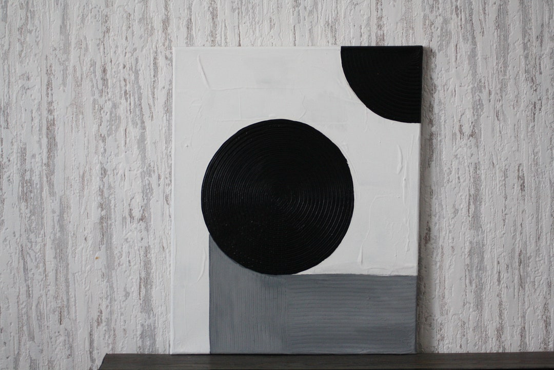 Structural Painting Abstract Picture Black, White, Gray, Painting on ...