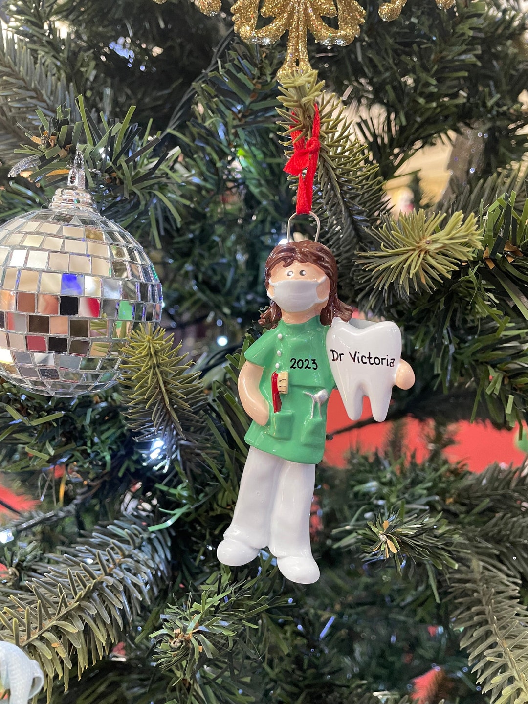 Personalised Christmas Bauble Decoration - Dentist Woman Ornament - Etsy