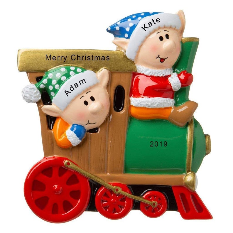 Personalised Christmas Bauble Decoration Elves on A Train - Etsy UK