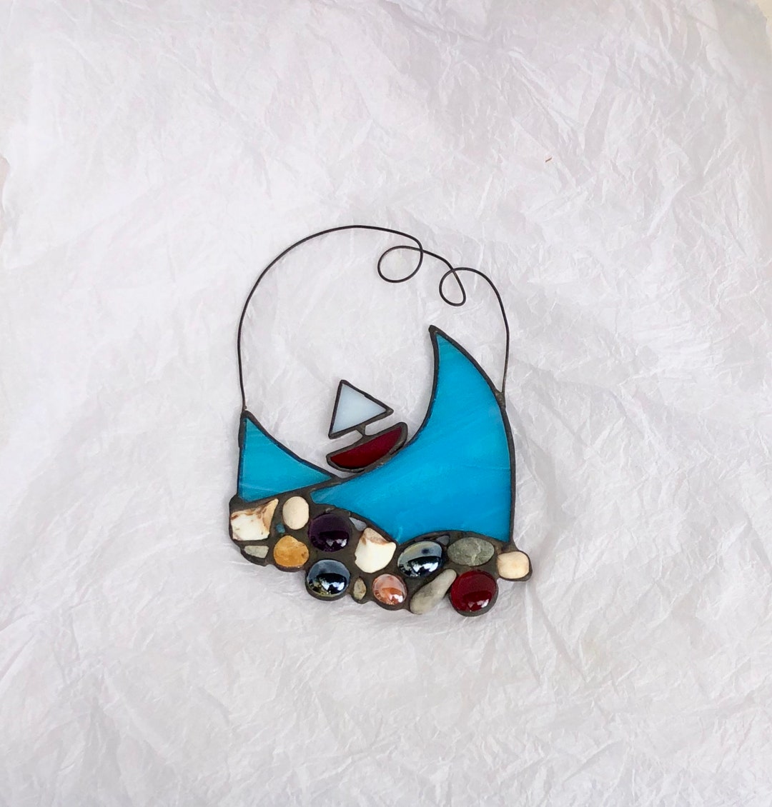 Stained Glass Boat on Sea - Etsy UK