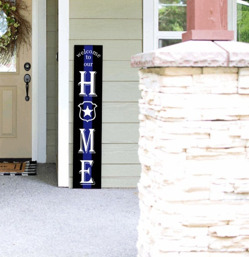 Police Welcome Sign Back the Blue Black and Blue Policeman - Etsy