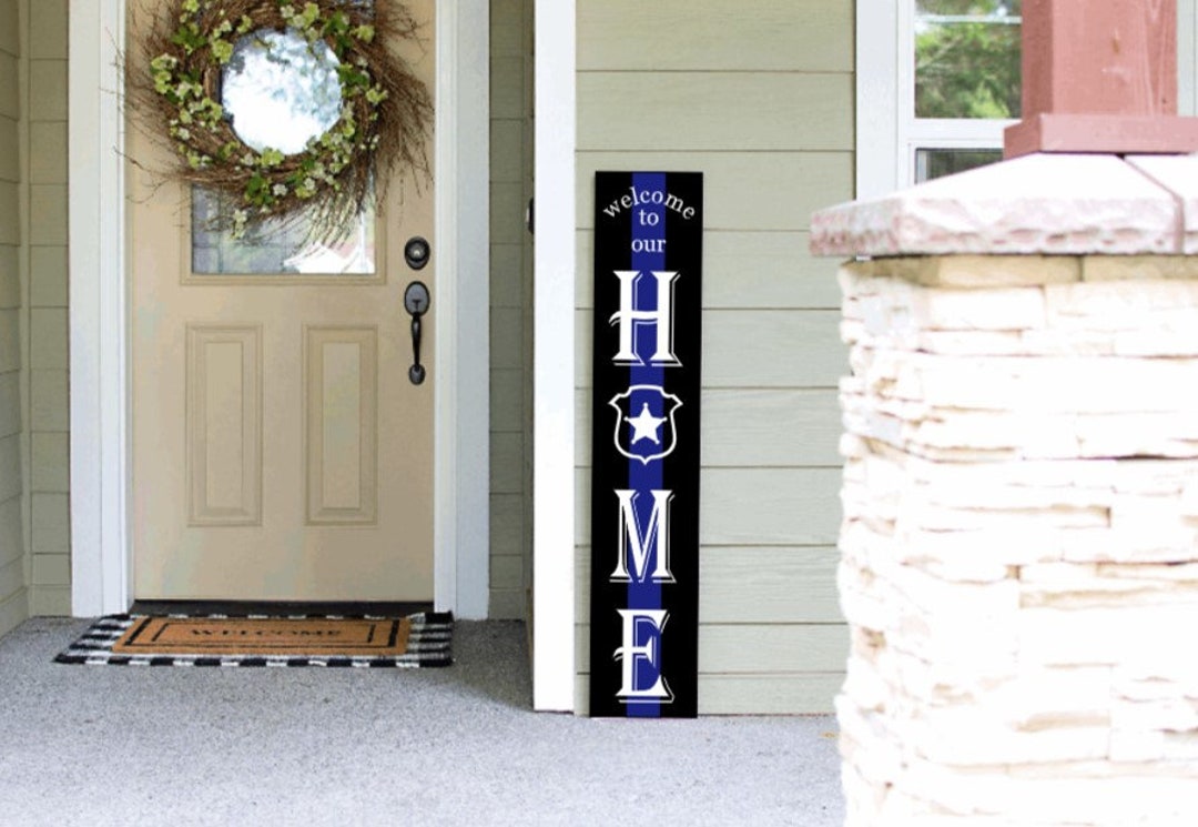 Police Welcome Sign, Back the Blue, Black and Blue, Policeman Gift ...