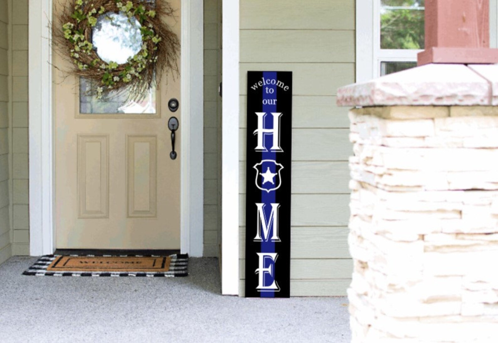 Police Welcome Sign Back the Blue Black and Blue Policeman - Etsy