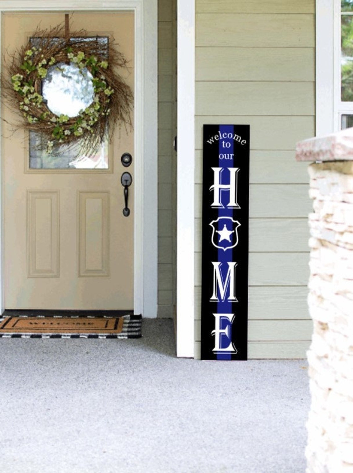 Police Welcome Sign Back the Blue Black and Blue Policeman - Etsy