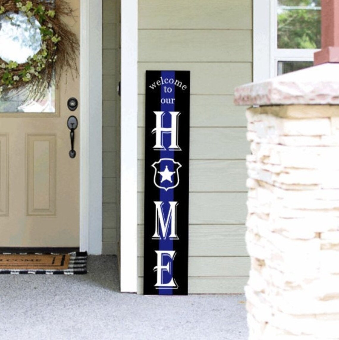 Police Welcome Sign Back the Blue Black and Blue Policeman - Etsy