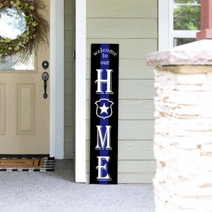 Police Welcome Sign, Back the Blue, Black and Blue, Policeman Gift ...