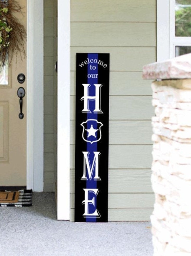 Police Welcome Sign Back the Blue Black and Blue Policeman - Etsy